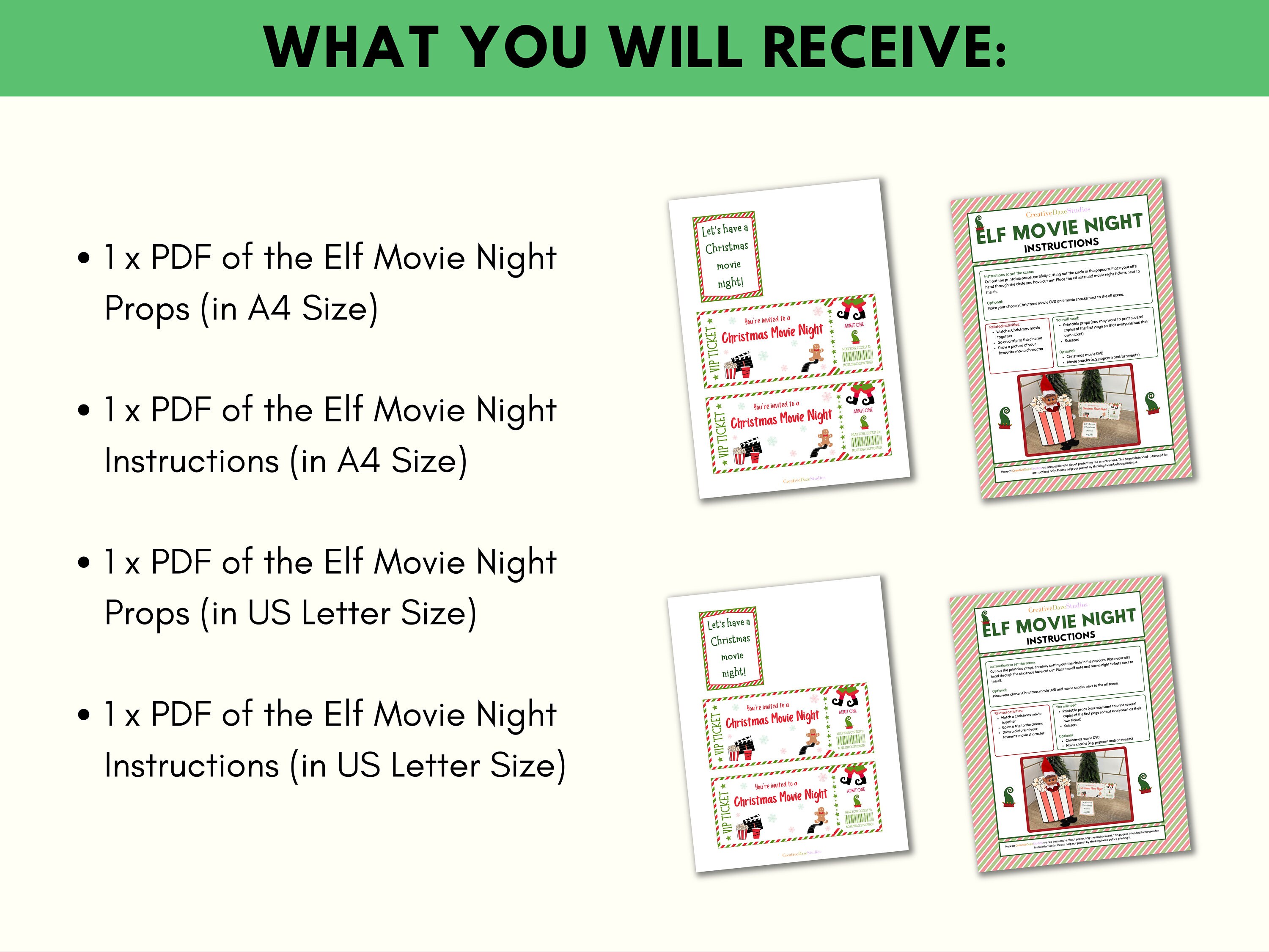 Printable Elf Movie Night Props, Elf Film Night Scene, Christmas Elf ...