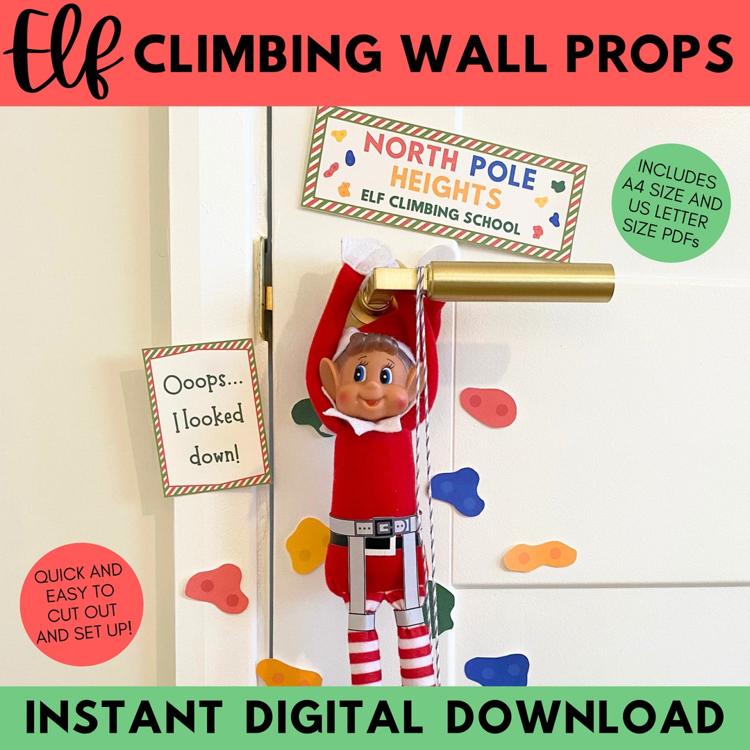 Printable Elf Climbing Wall Props, Elf Rock Climbing Props, Elf Climber ...