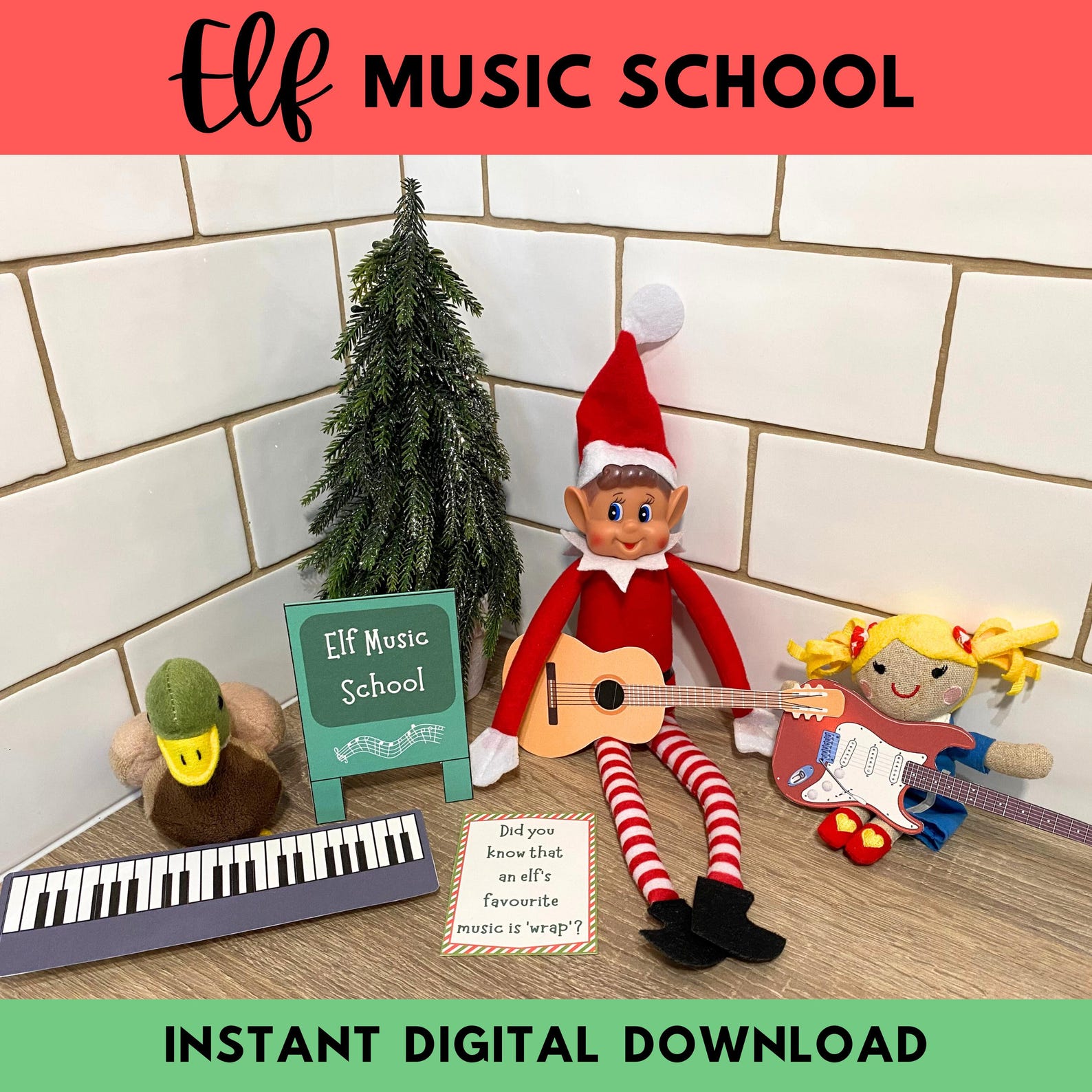 Printable Elf Music School Props, Elf Guitar and Keyboard, Christmas ...