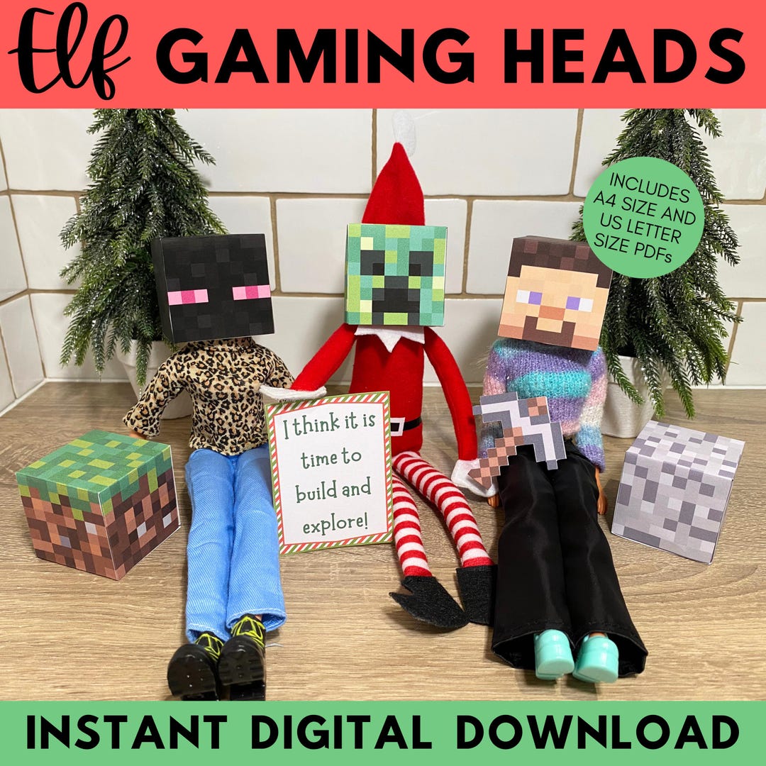 Printable Elf Video Game Character Heads Props, Christmas Elf Classic ...