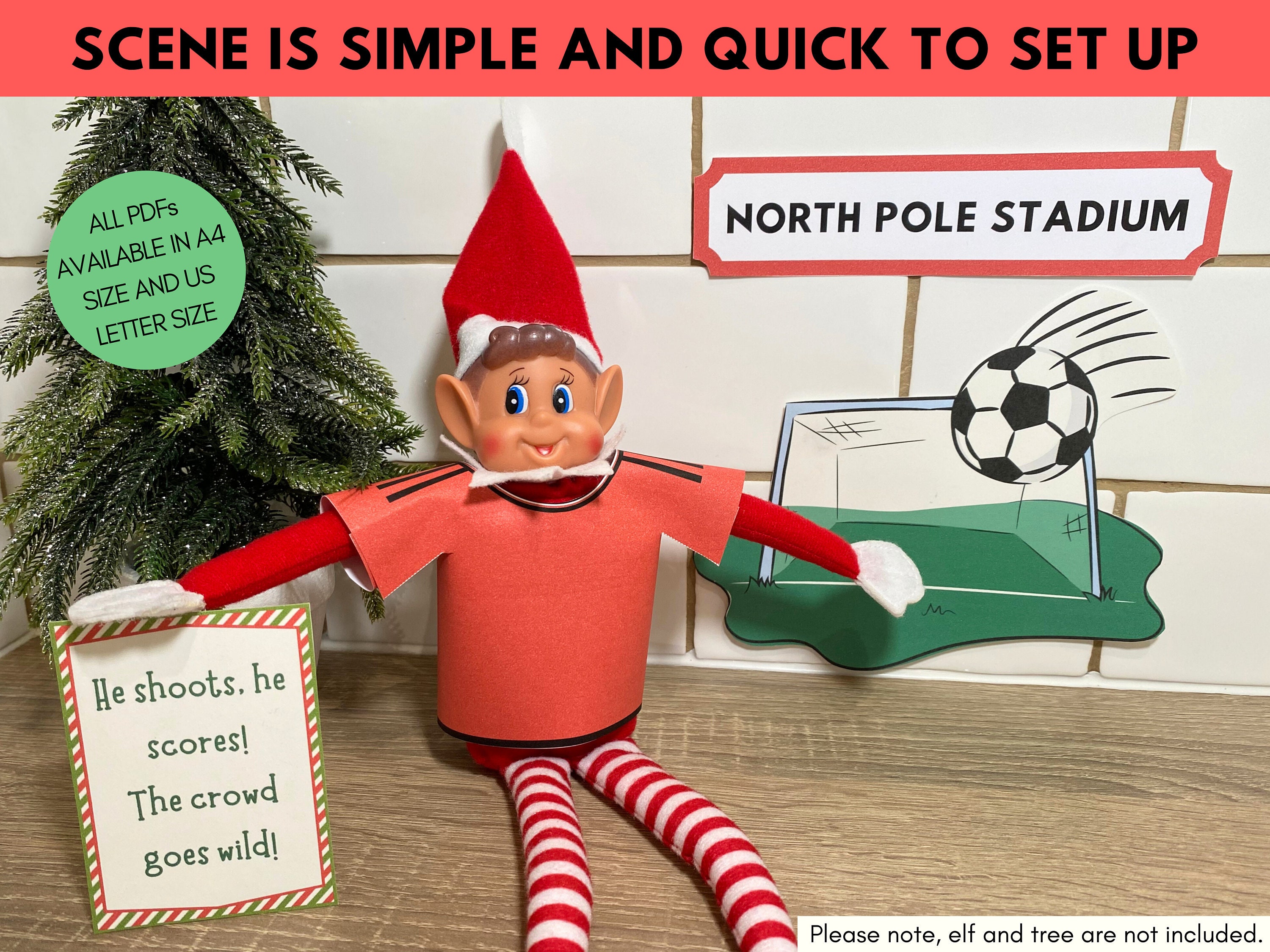 Printable Elf Red With Black Trim Football Top Prop, Christmas Elf ...