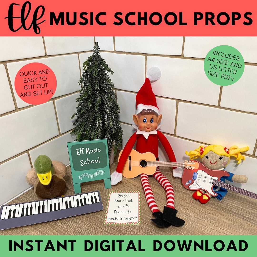Printable Elf Music School Props, Elf Guitar and Keyboard, Christmas ...