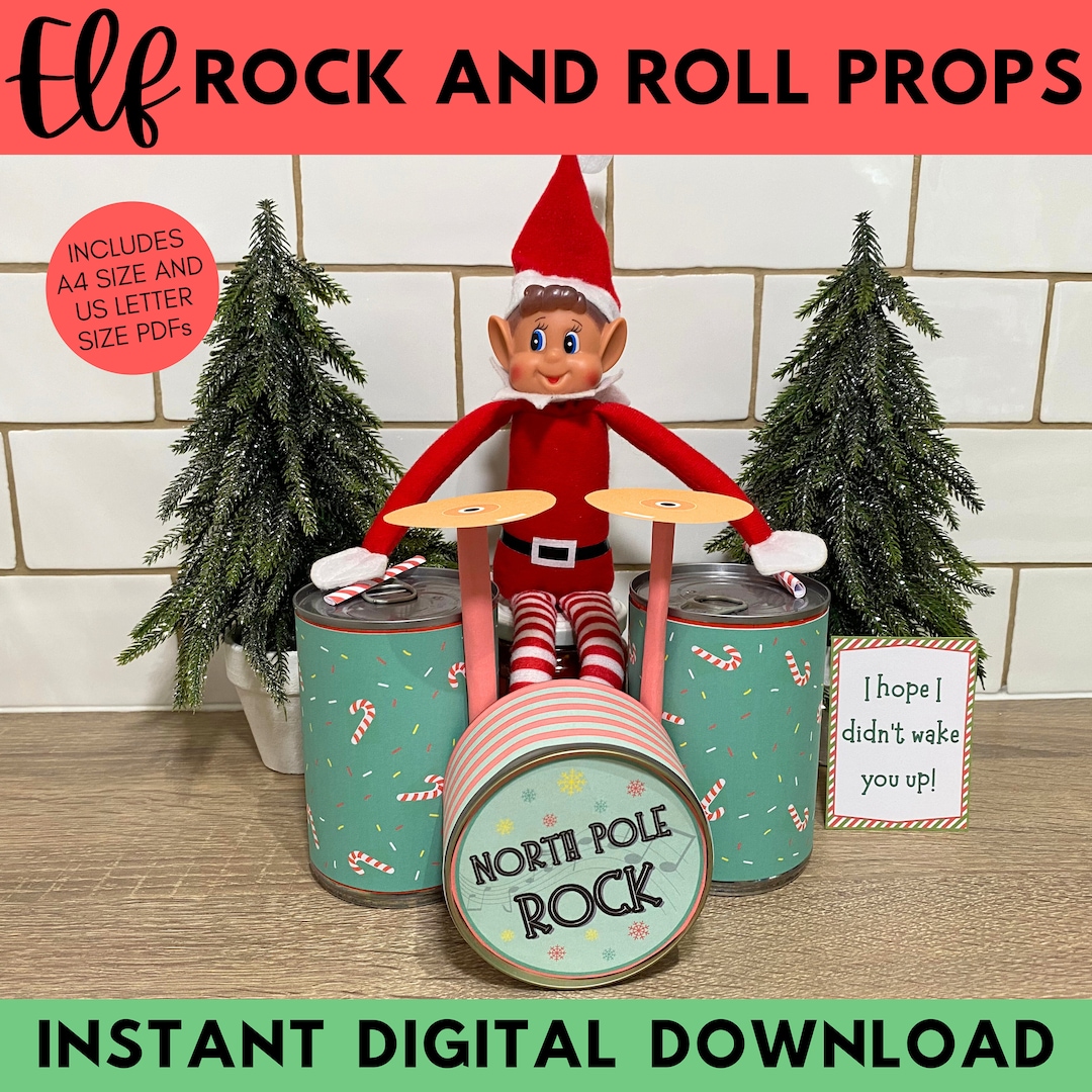 Printable Elf Rock and Roll Props, Christmas Elf Rockstar Scene, Elf ...