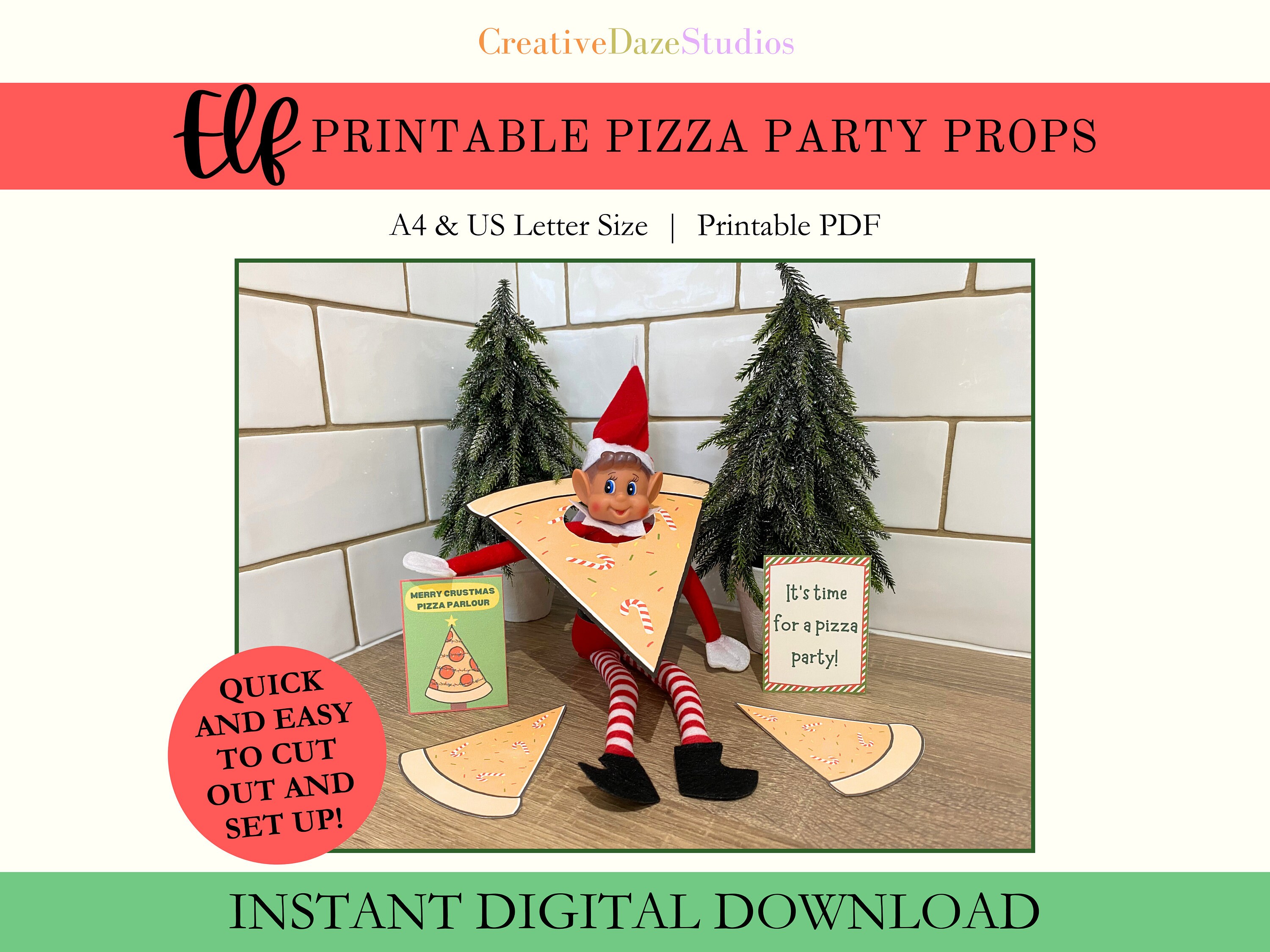 Printable Elf Pizza Party Props, Elf Pizza Night Scene, Christmas Elf ...