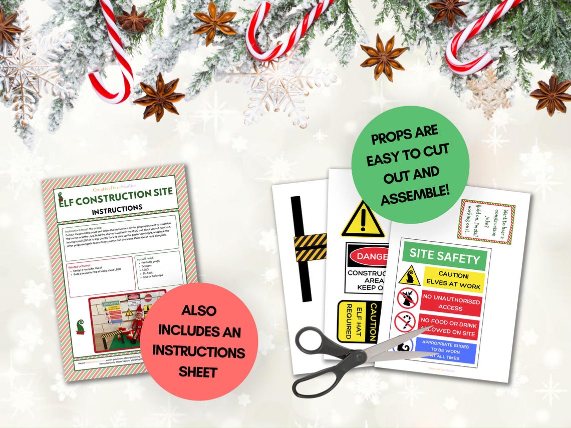 Printable Elf Construction Site Props, Christmas Elf Builder Props ...