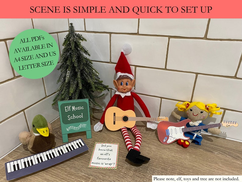 Printable Elf Music School Props, Elf Guitar and Keyboard, Christmas ...