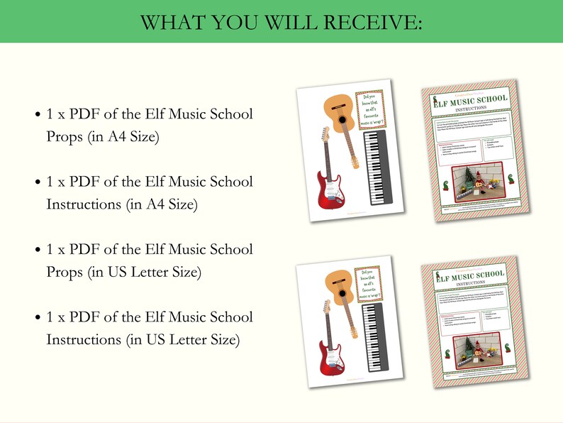 Printable Elf Music School Props Elf Guitar and Keyboard - Etsy UK