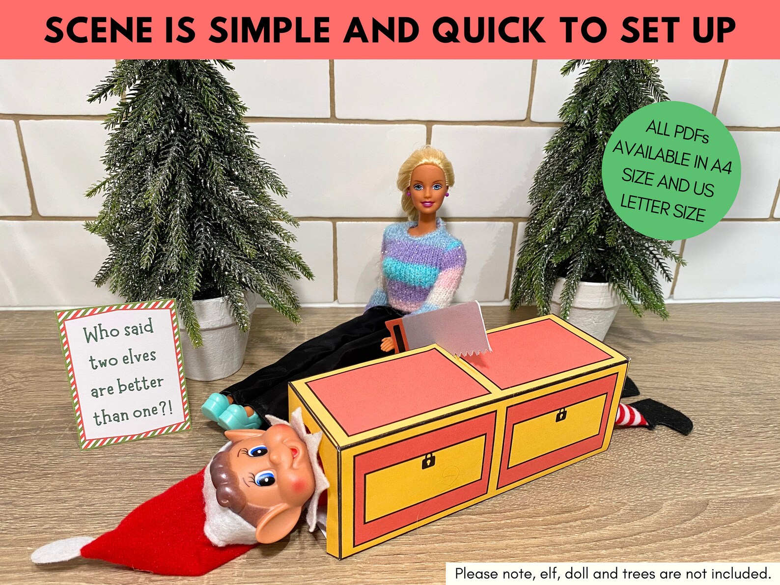 Printable Elf Magic Trick Props, Christmas Elf Magician Scene, Funny ...