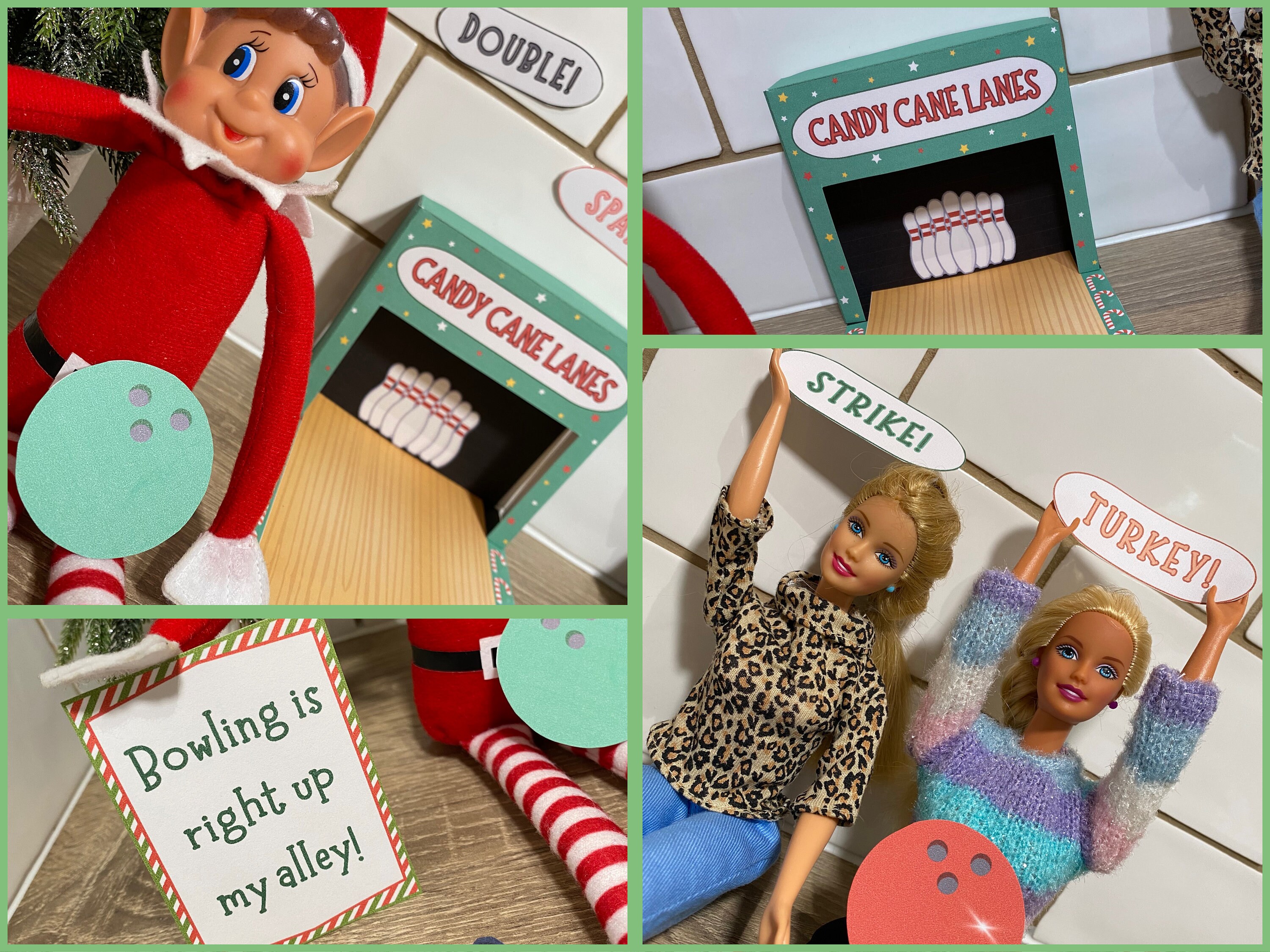 Printable Elf Bowling Alley Props, Christmas Elf Ten Pin Bowling, Elf ...