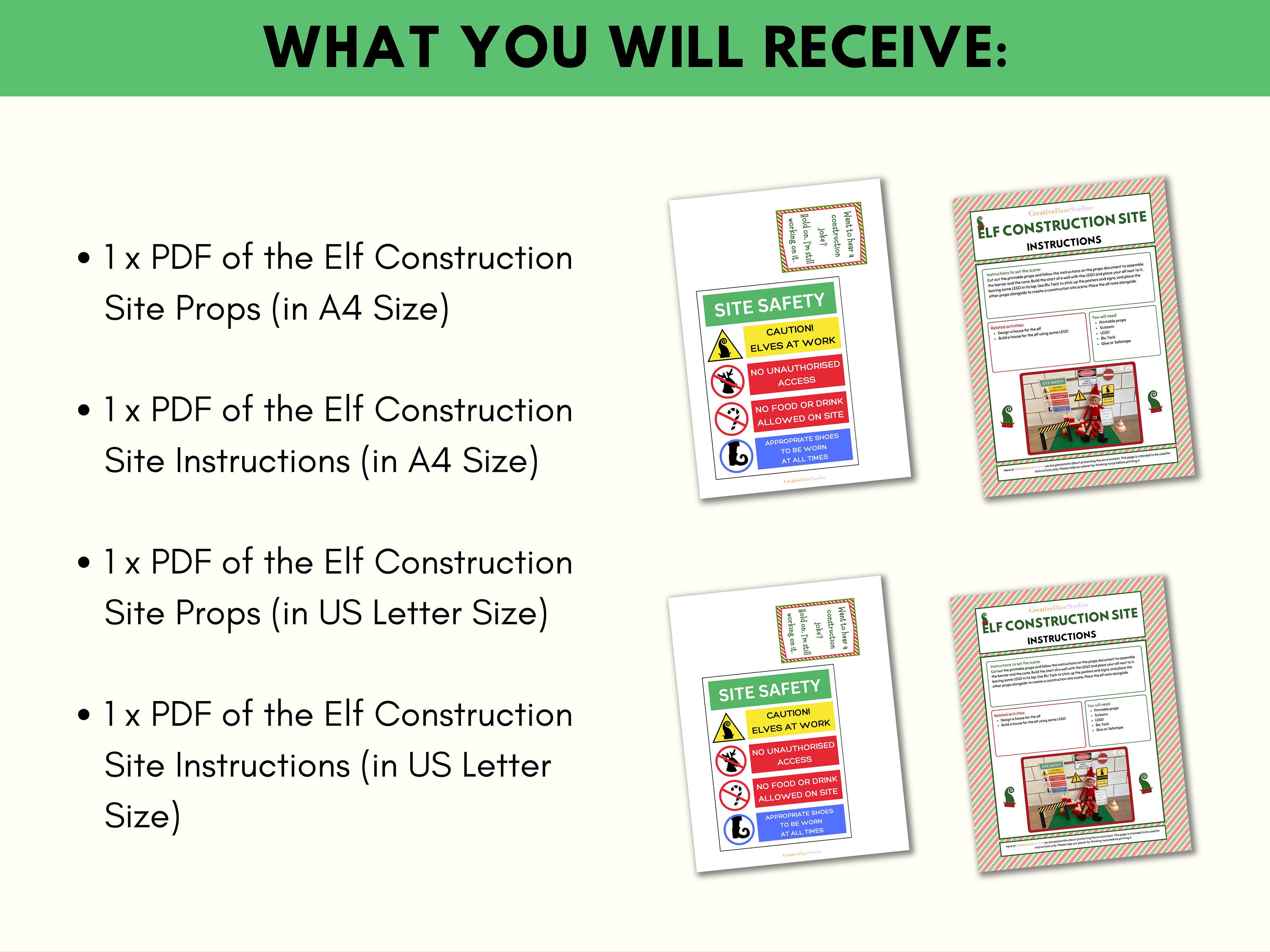Printable Elf Construction Site Props, Christmas Elf Builder Props ...