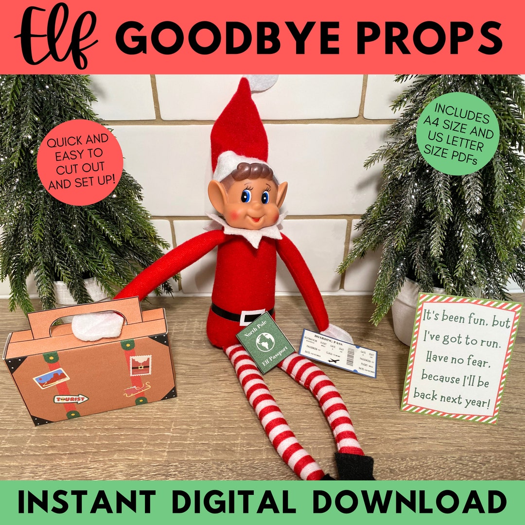 Printable Elf Goodbye Props, Christmas Elf Vacation, Elf Suitcase and ...