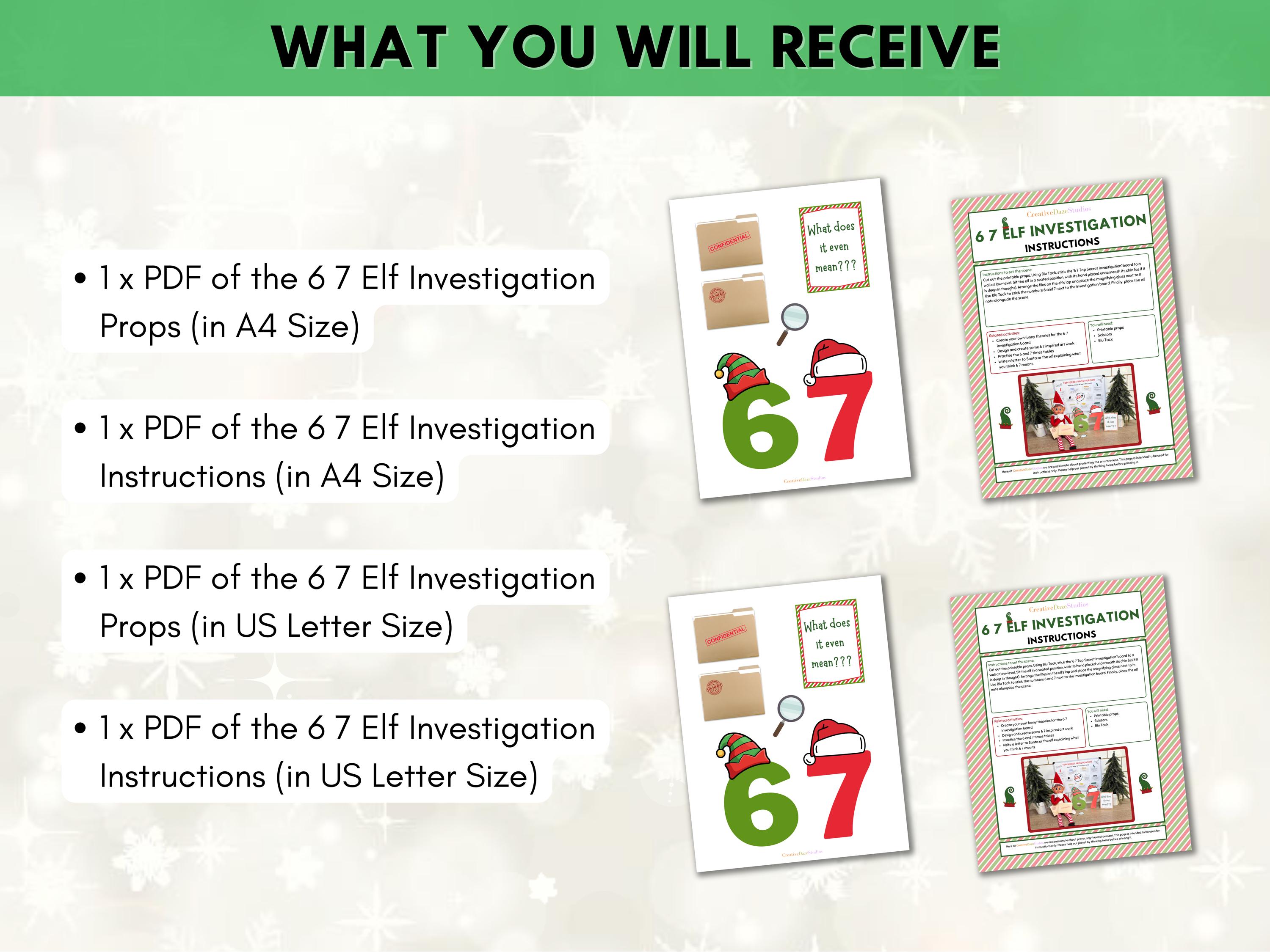 6 7 Six Seven Elf Props, Printable Six Seven Investigation Christmas ...