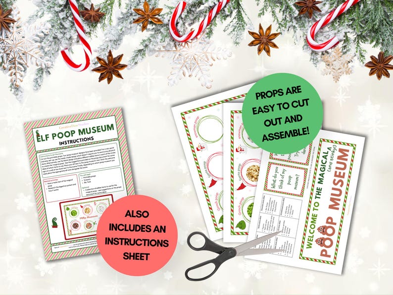 Printable Elf Poop Museum Props, Christmas Elf Museum of Poo Scene ...