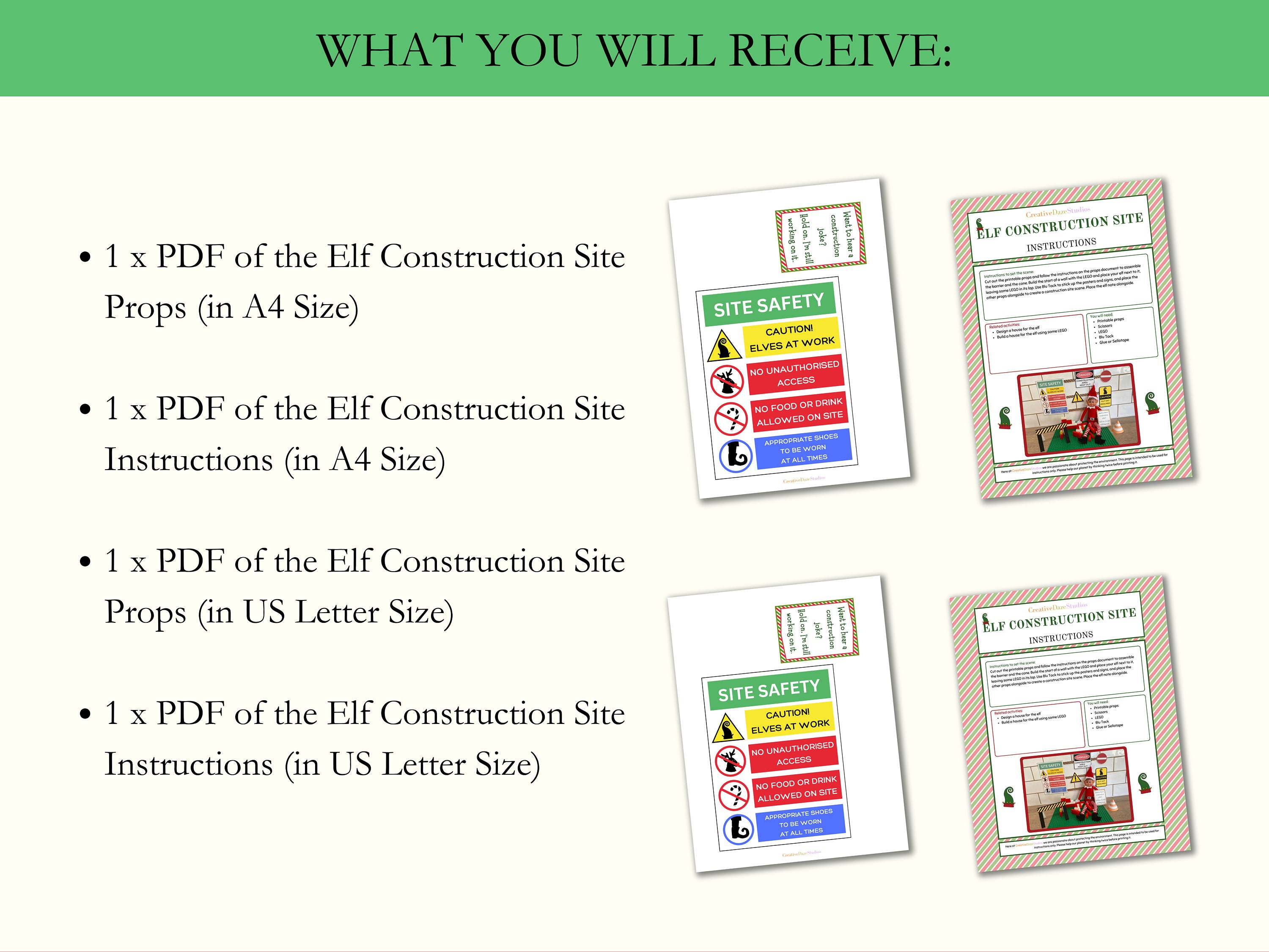 Printable Elf Construction Site Props, Christmas Elf Builder Props ...