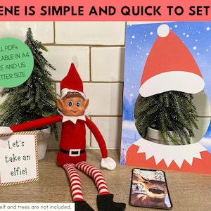 Printable Elf Let's Take an Elfie Props, Christmas Elf Selfie Scene ...