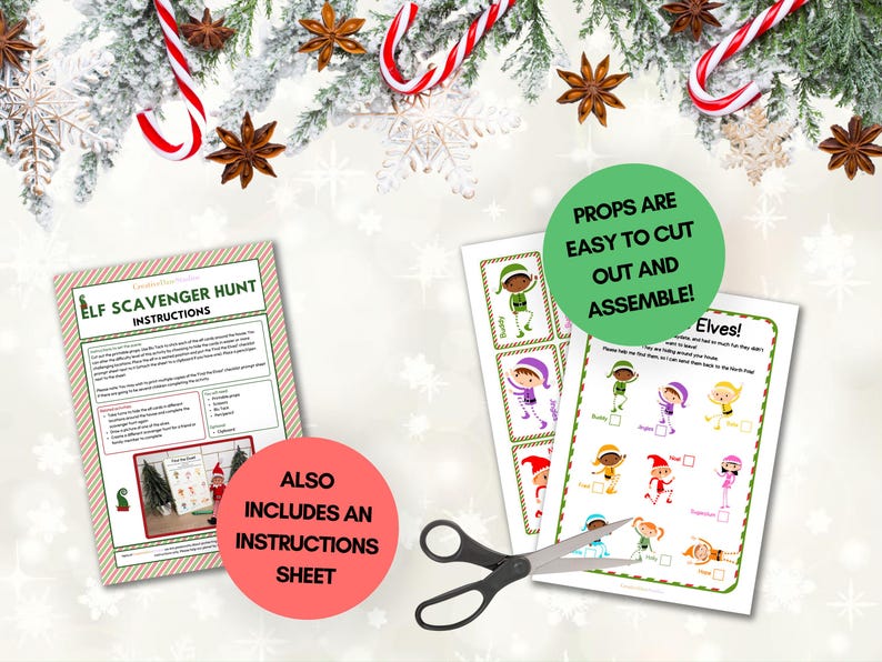 Printable Find the Elves Christmas Scavenger Hunt for Kids: A4 Size and ...
