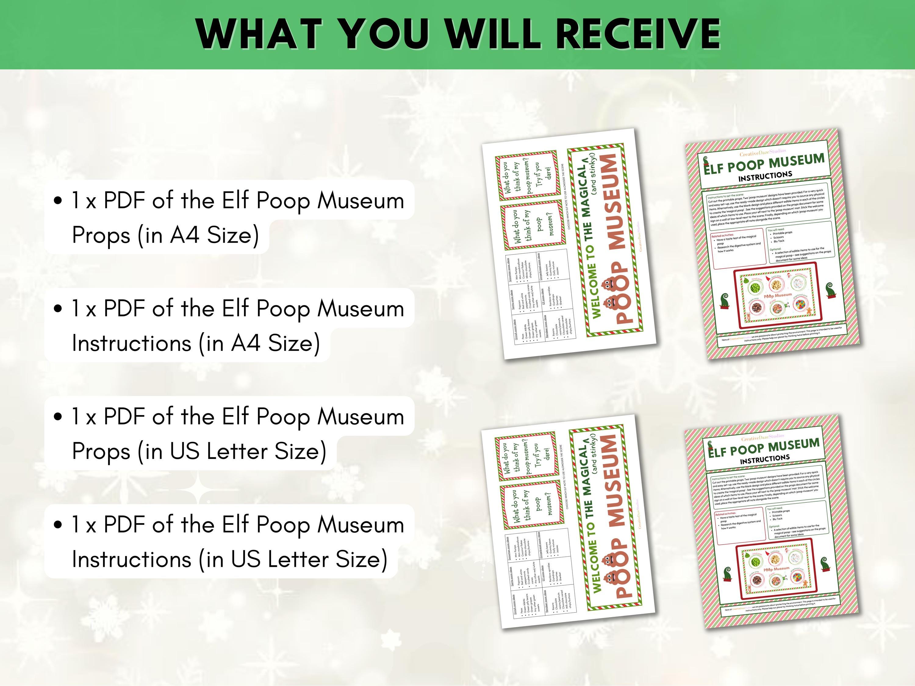 Printable Elf Poop Museum Props, Christmas Elf Museum of Poo Scene ...
