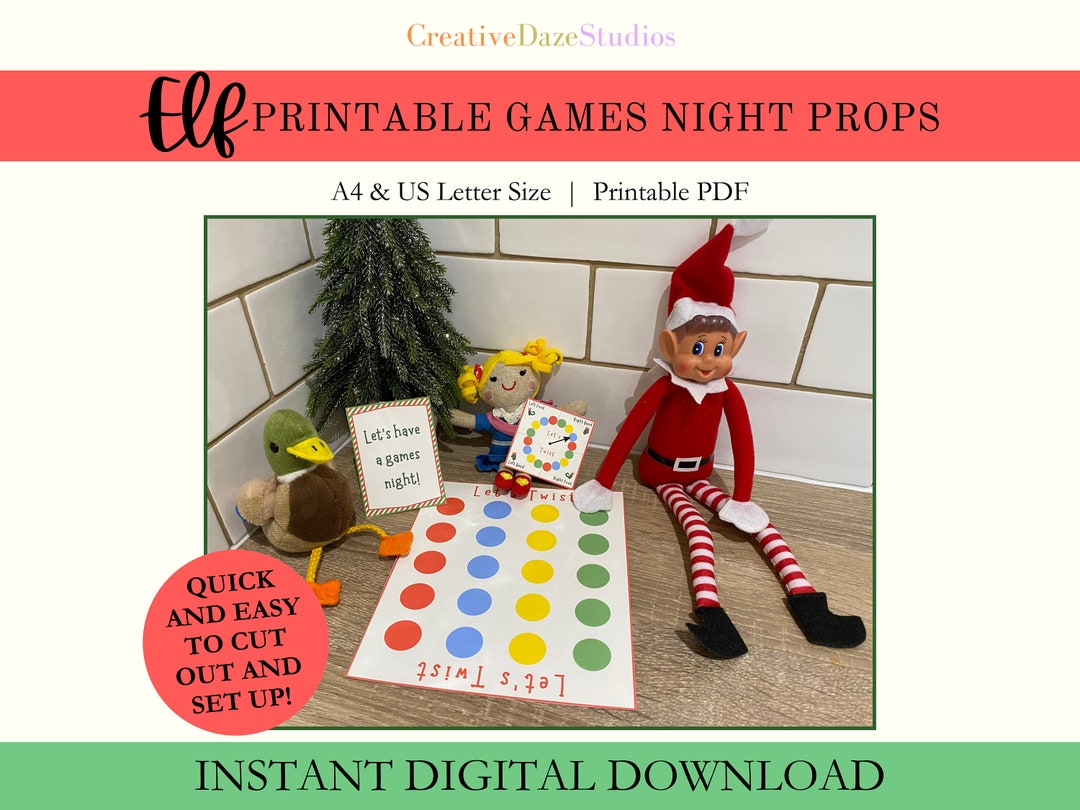Printable Elf Games Night Props, Christmas Elf Twister Printable Game ...