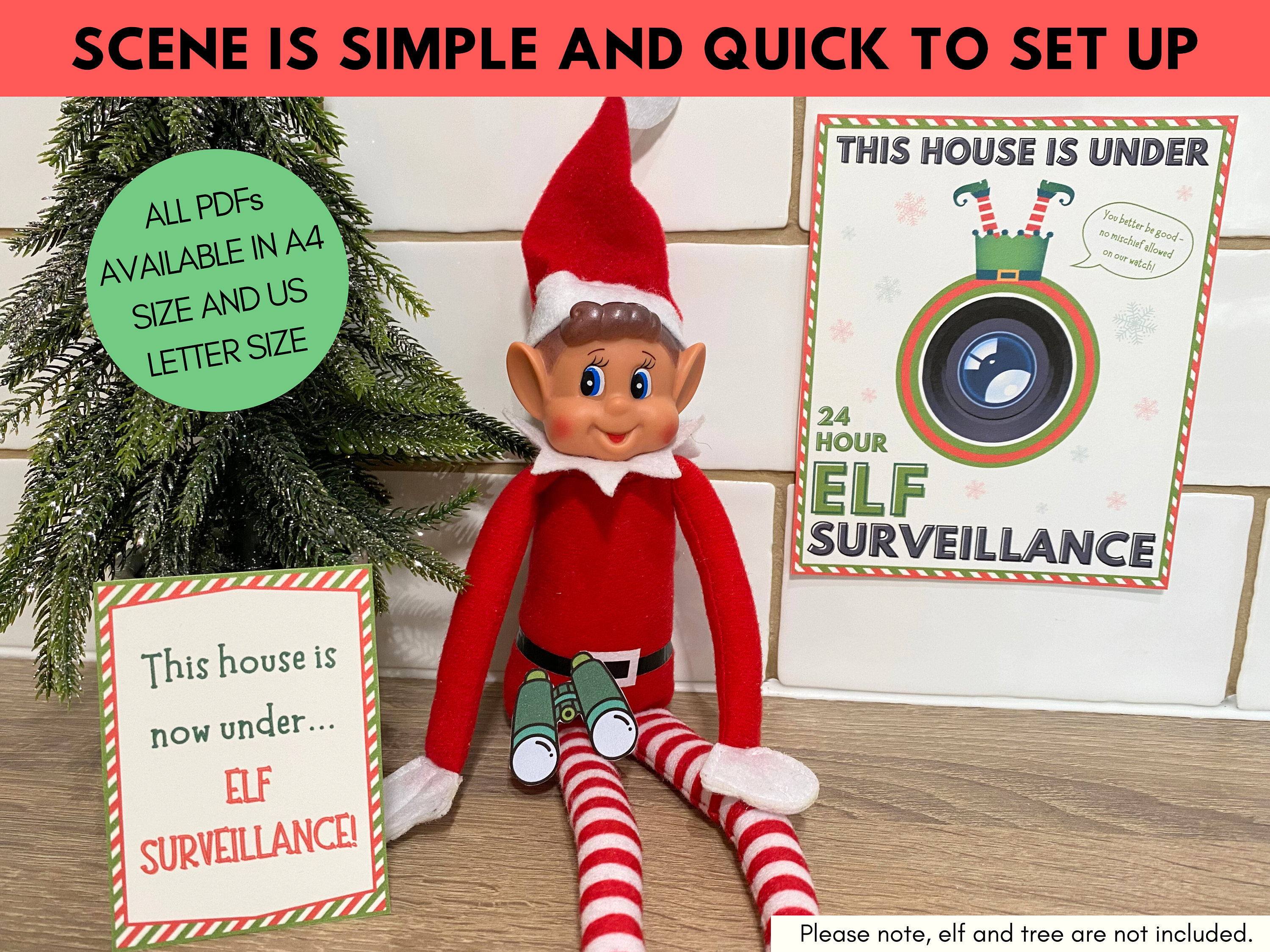 Printable Elf Surveillance Cam Set, Christmas Elf Cam PDF, This House ...