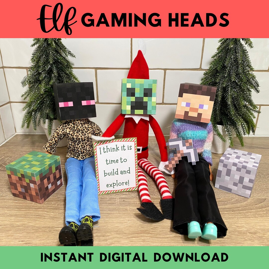 Printable Elf Video Game Character Heads Props, Christmas Elf Classic ...