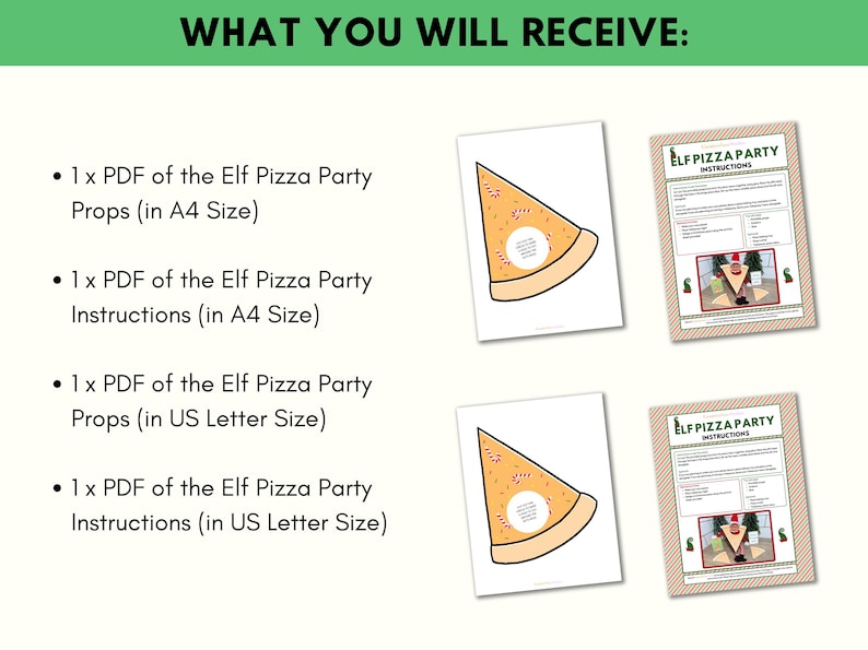 Printable Elf Pizza Party Props, Elf Pizza Night Scene, Christmas Elf ...