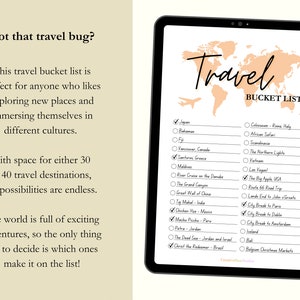 Travel Bucket List Printable PDF, Instant Digital Download, Travel ...