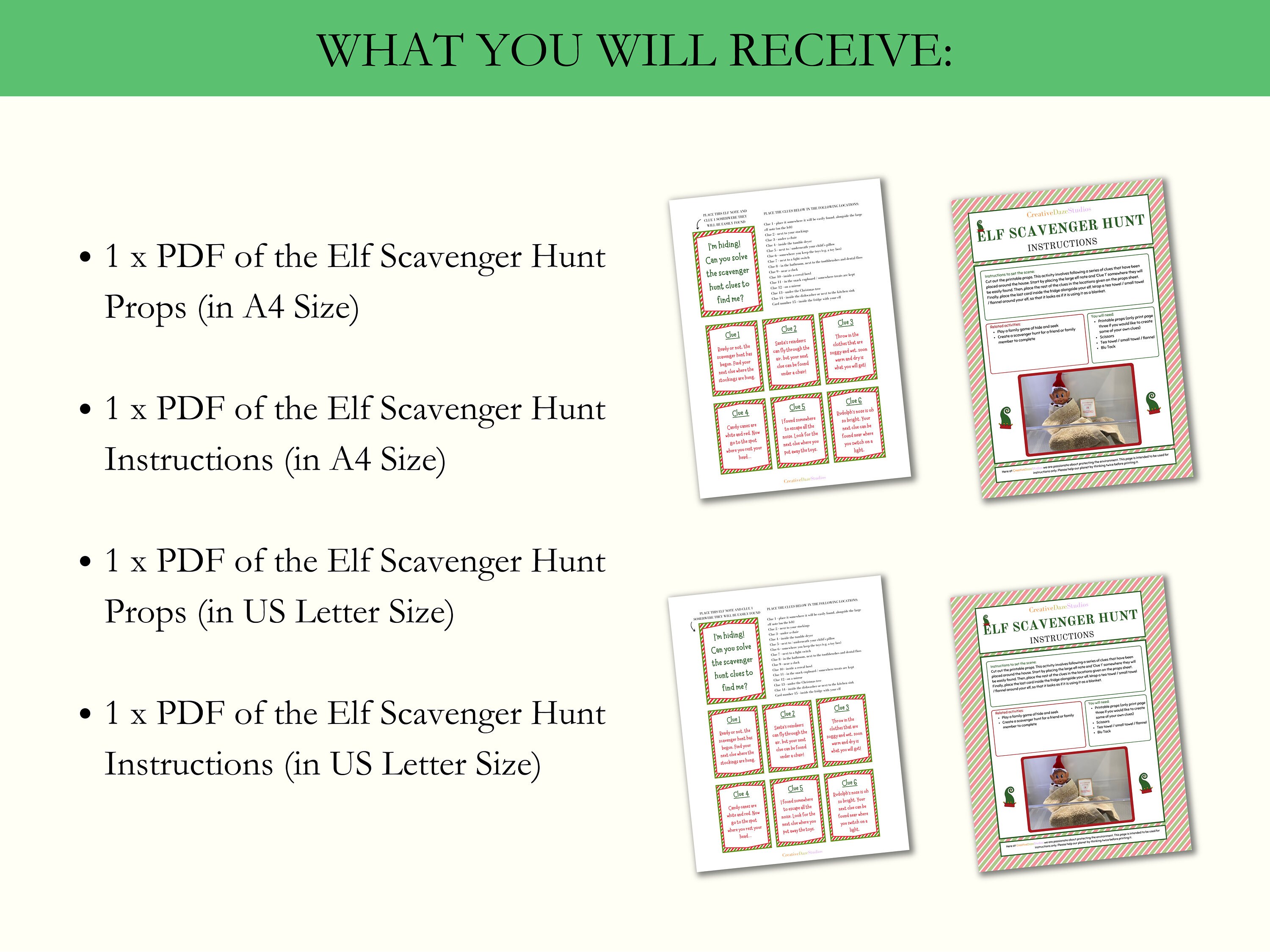 Printable Christmas Elf Scavenger Hunt for Kids, Elf Treasure Hunt ...
