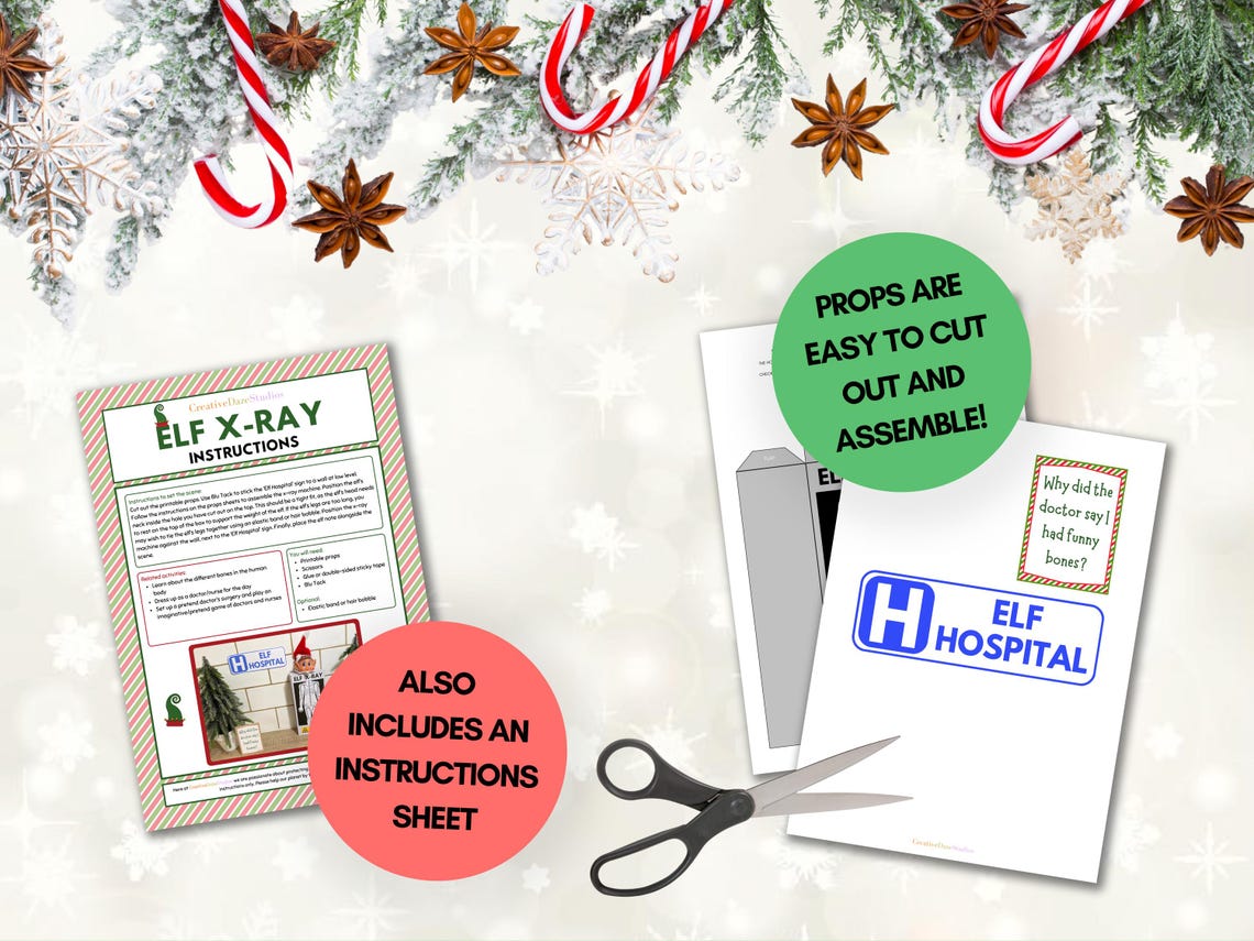Printable Elf X-ray Props, Christmas Elf Doctor Scene, Xmas Elf ...