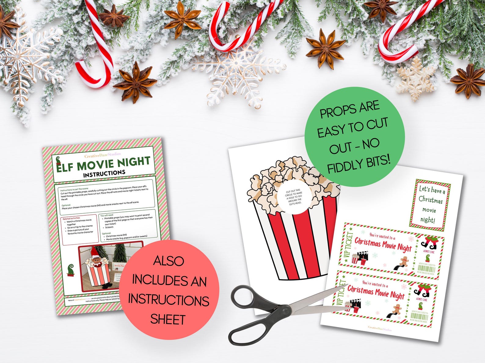 Printable Elf Movie Night Props, Elf Film Night Scene, Christmas Elf ...