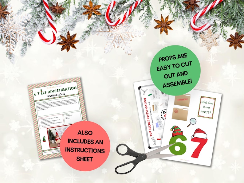 6 7 Six Seven Elf Props, Printable Six Seven Investigation Christmas ...