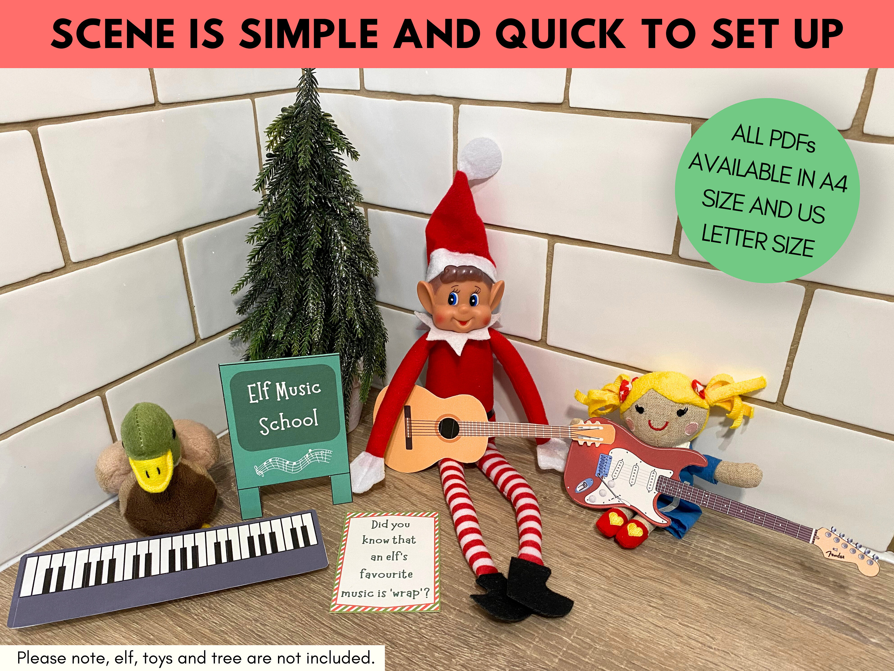 Printable Elf Music School Props, Elf Guitar and Keyboard, Christmas ...