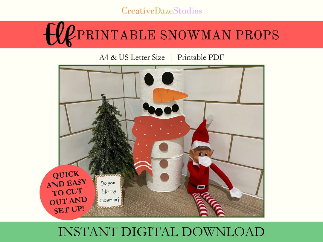 Printable Elf Snowman Props, Printable Christmas Toilet Roll Snowman ...