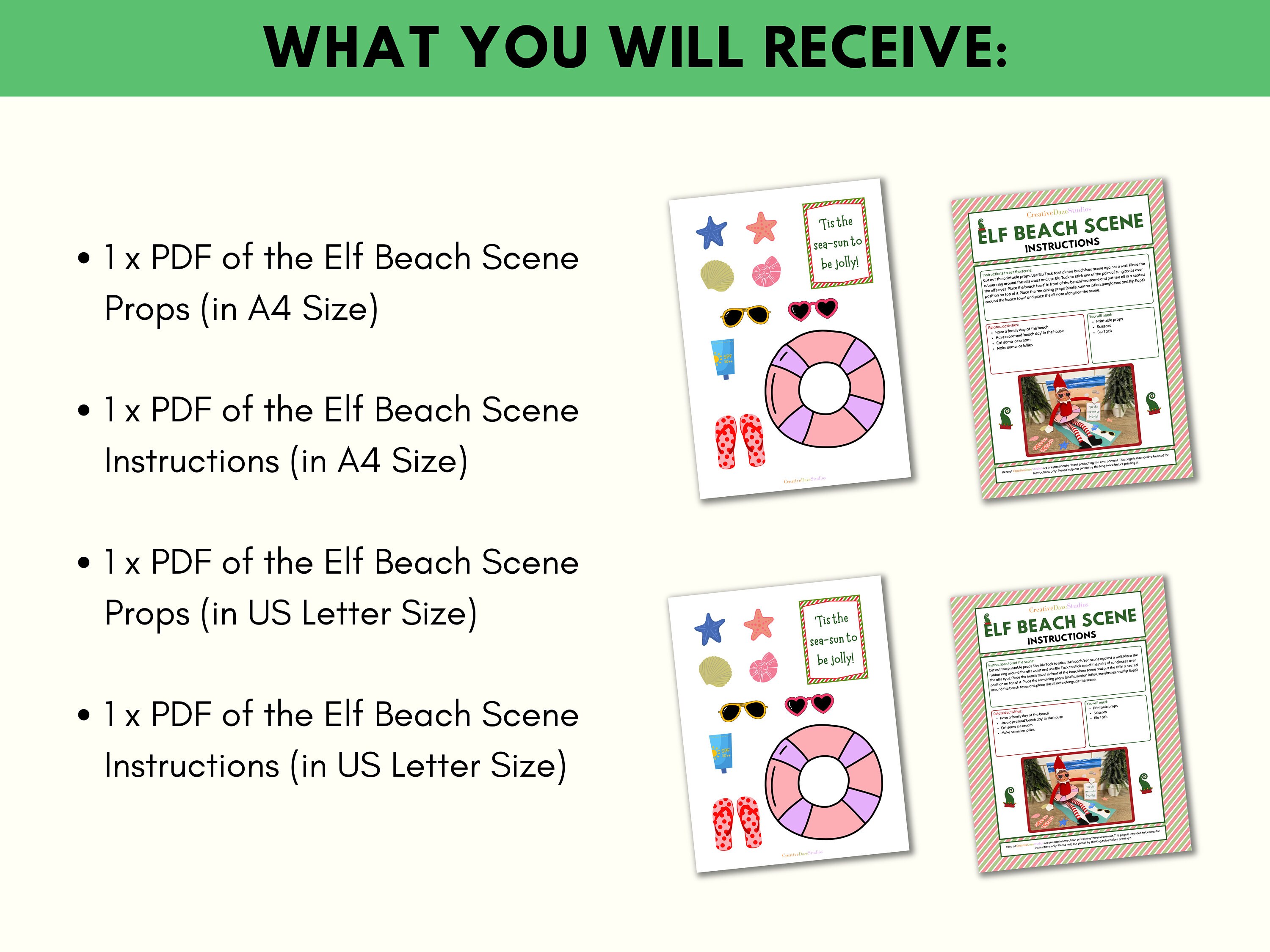 Printable Elf Beach Props, Christmas Elf Seaside Scene, Elf Beach ...
