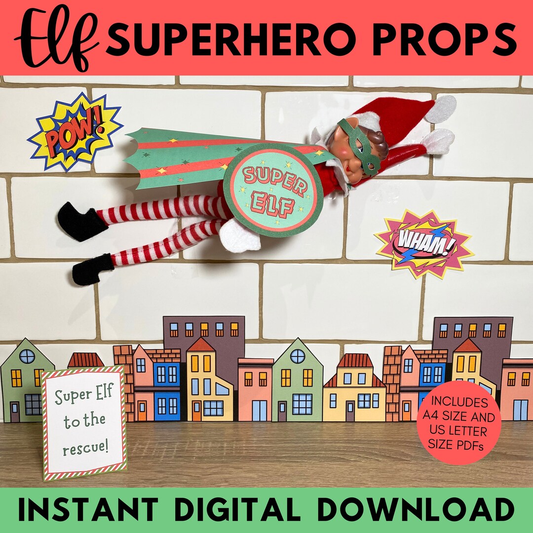 Printable Elf Superhero Props, Christmas Elf Superhero Cape and Shield ...