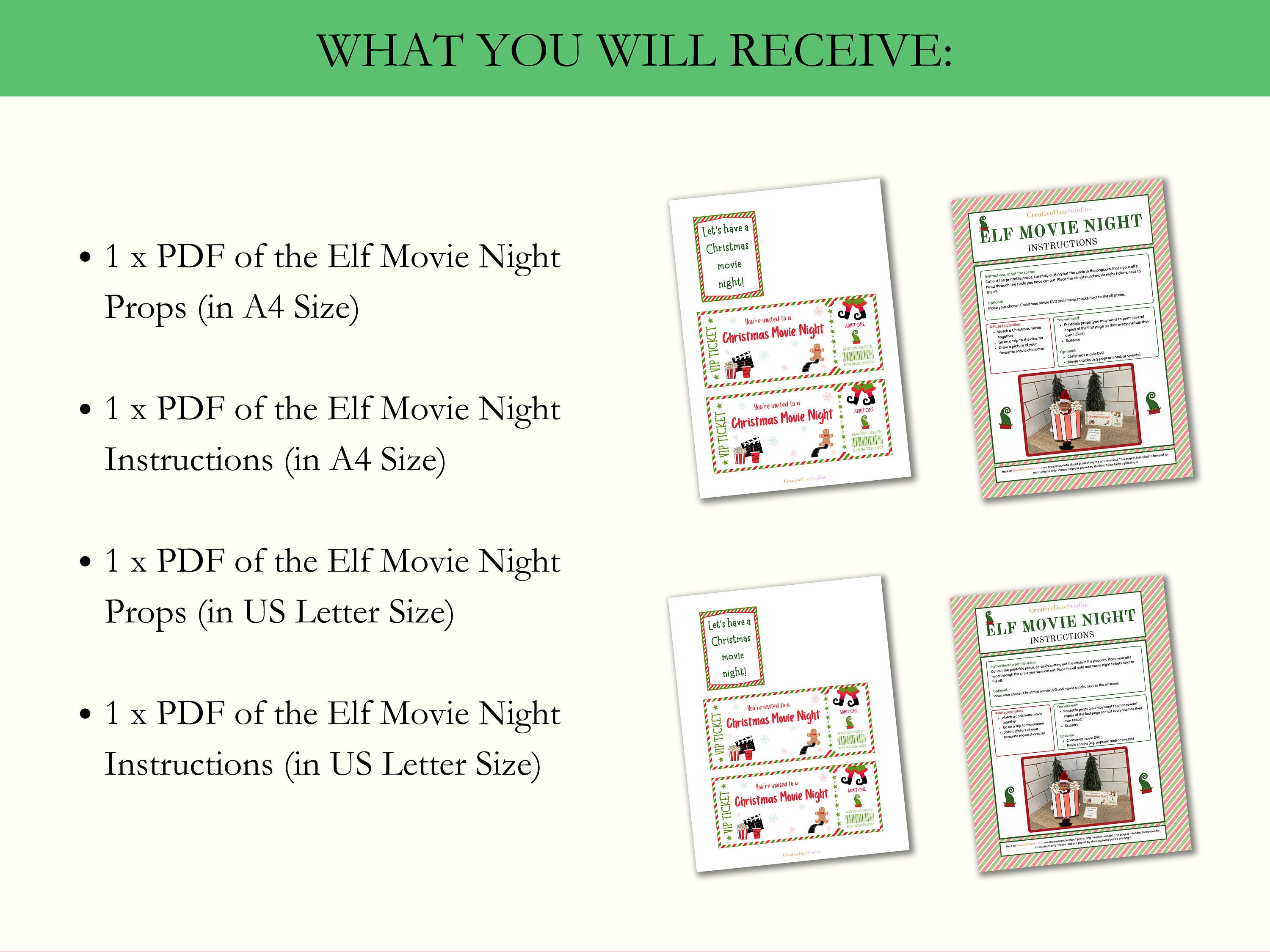 Printable Elf Movie Night Props Elf Film Night Scene - Etsy