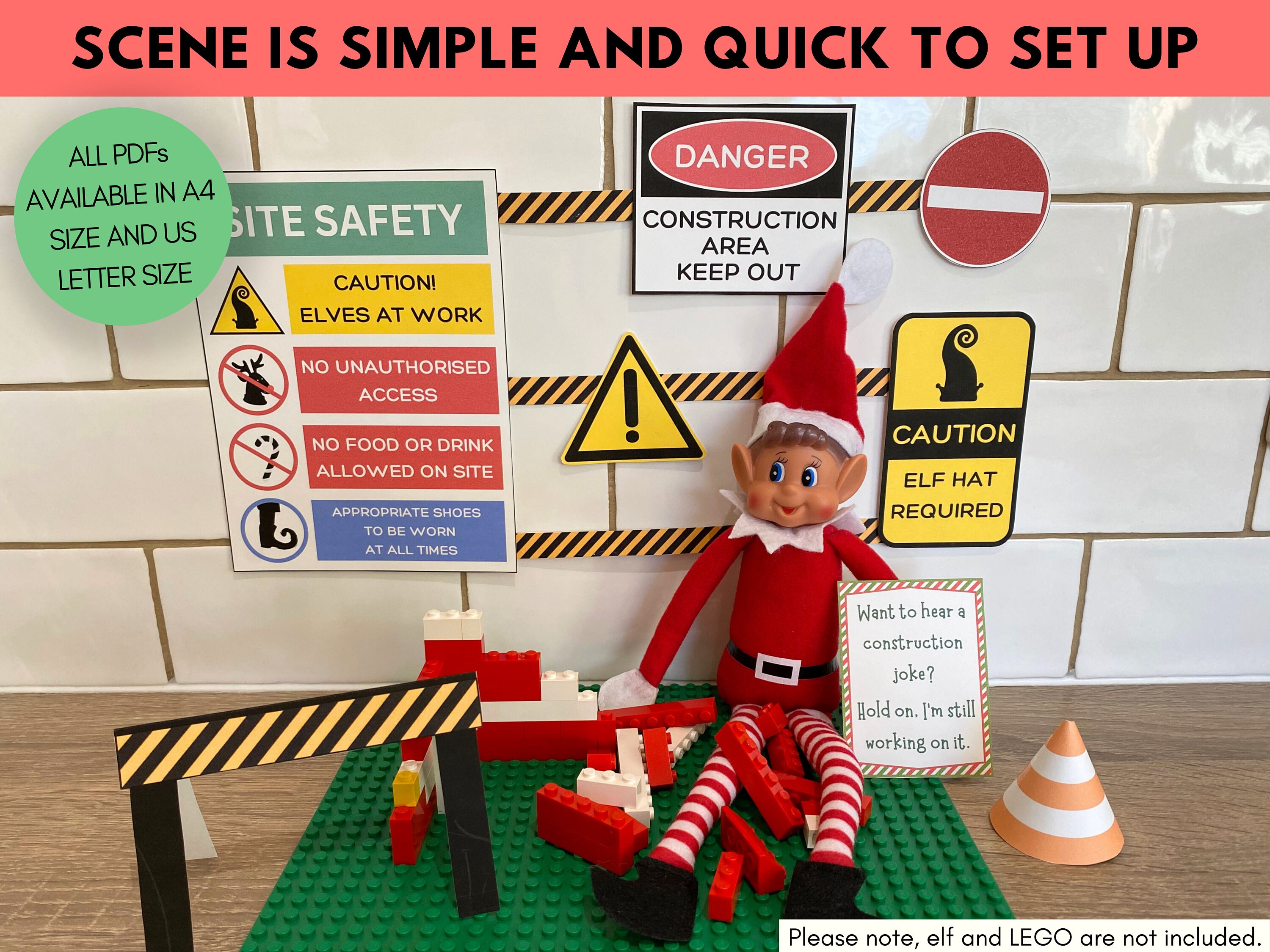 Printable Elf Construction Site Props, Christmas Elf Builder Props ...