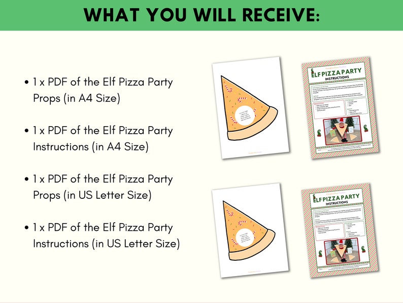 Printable Elf Pizza Party Props, Elf Pizza Night Scene, Christmas Elf ...