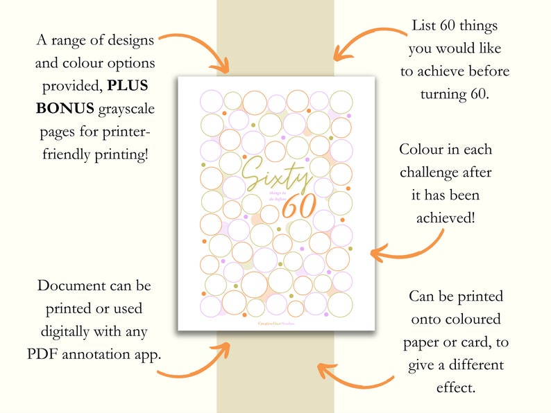 Sixty Before 60 Bucket List, Printable PDF, 60 Before 60 List, 50s ...