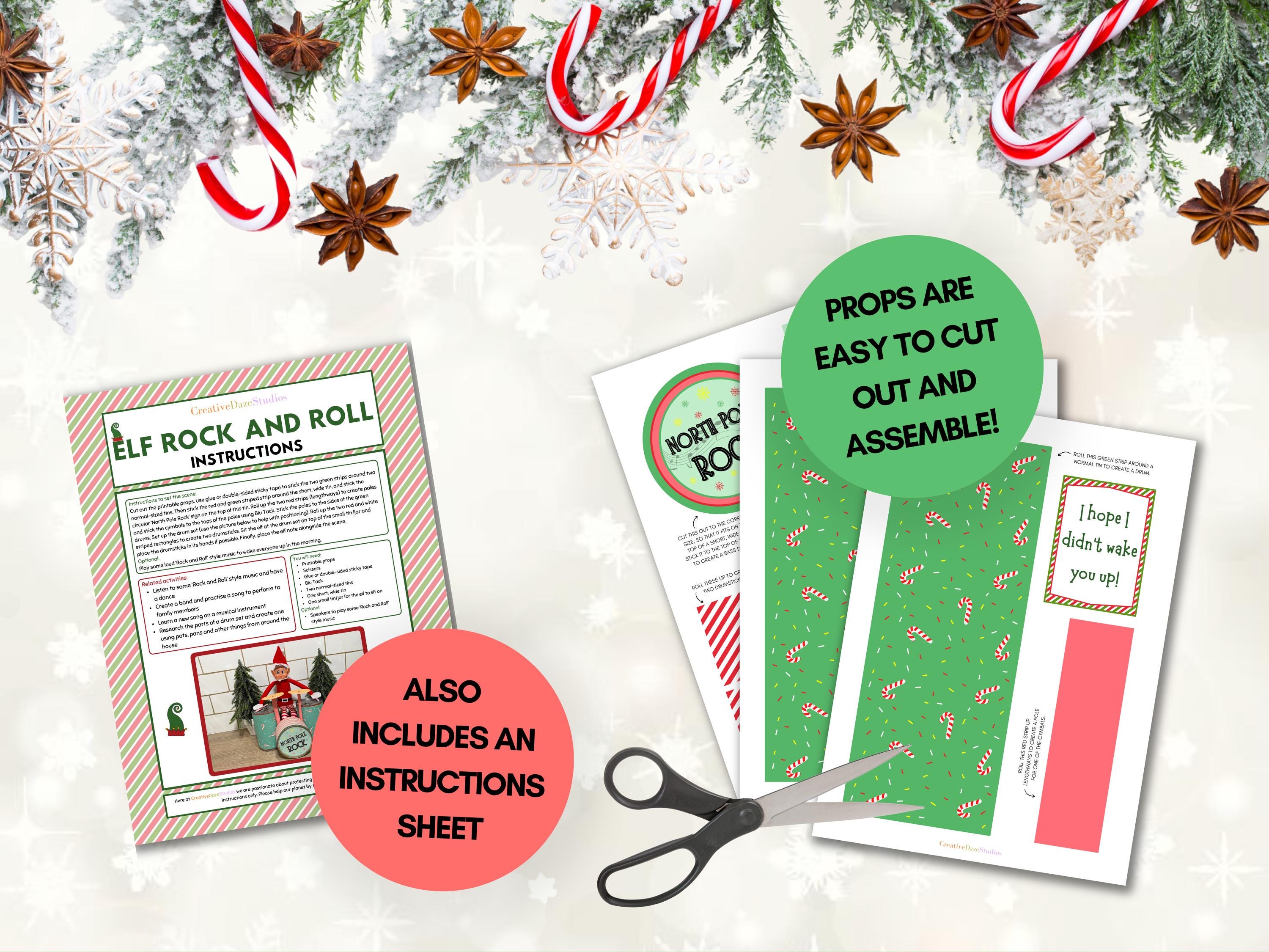 Printable Elf Rock and Roll Props, Christmas Elf Rockstar Scene, Elf ...