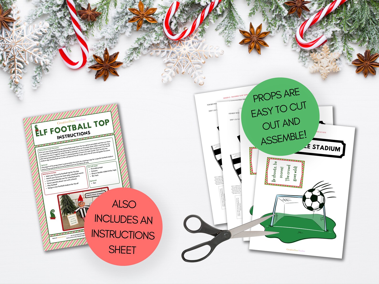 Printable Elf Black and White Striped Football Top Prop, Christmas Elf ...