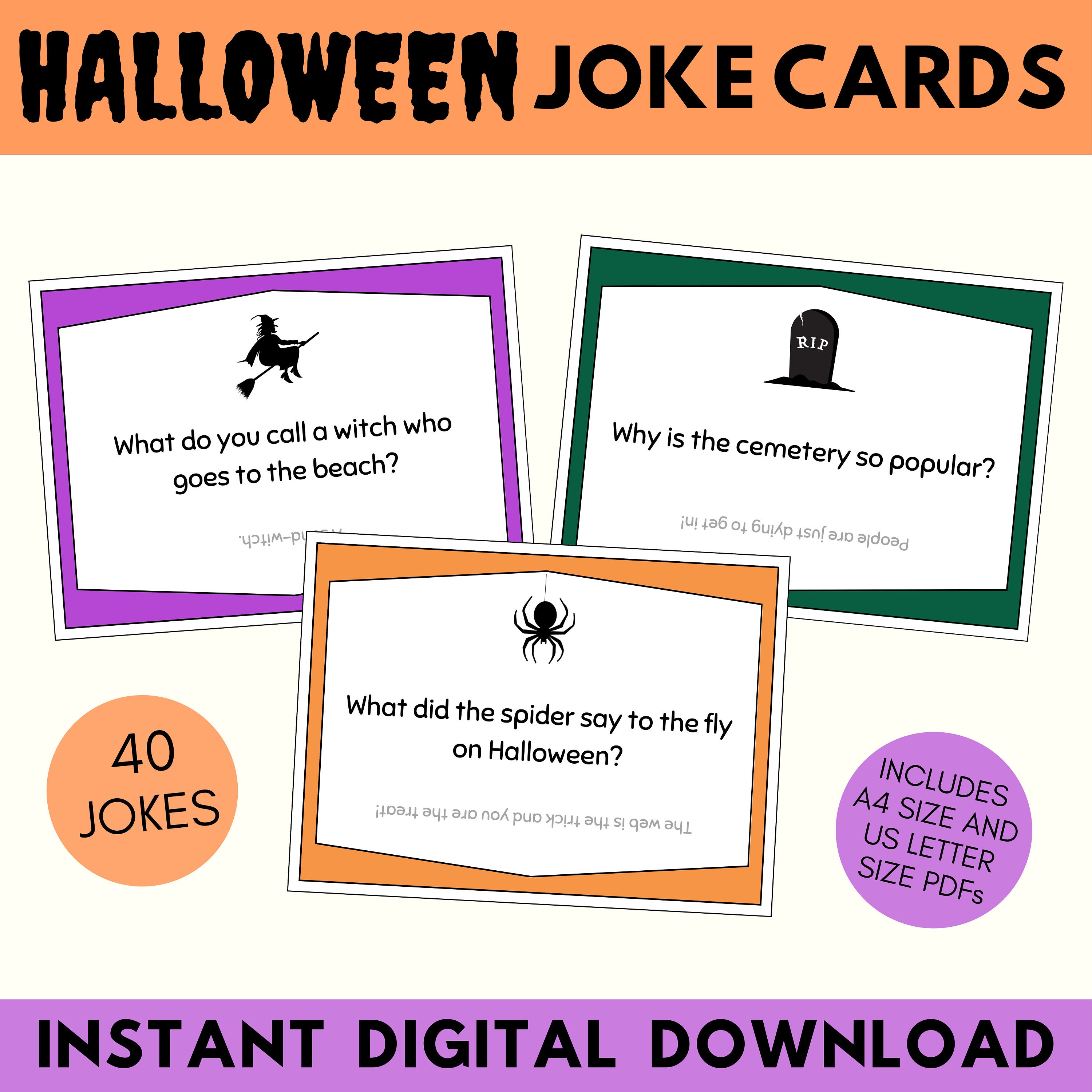 40 Halloween Joke Cards Printable, Funny Halloween Lunch Box Jokes ...
