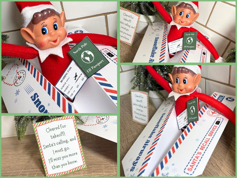 Printable Elf Goodbye Airplane: A4 Size and US Letter Size Instant ...