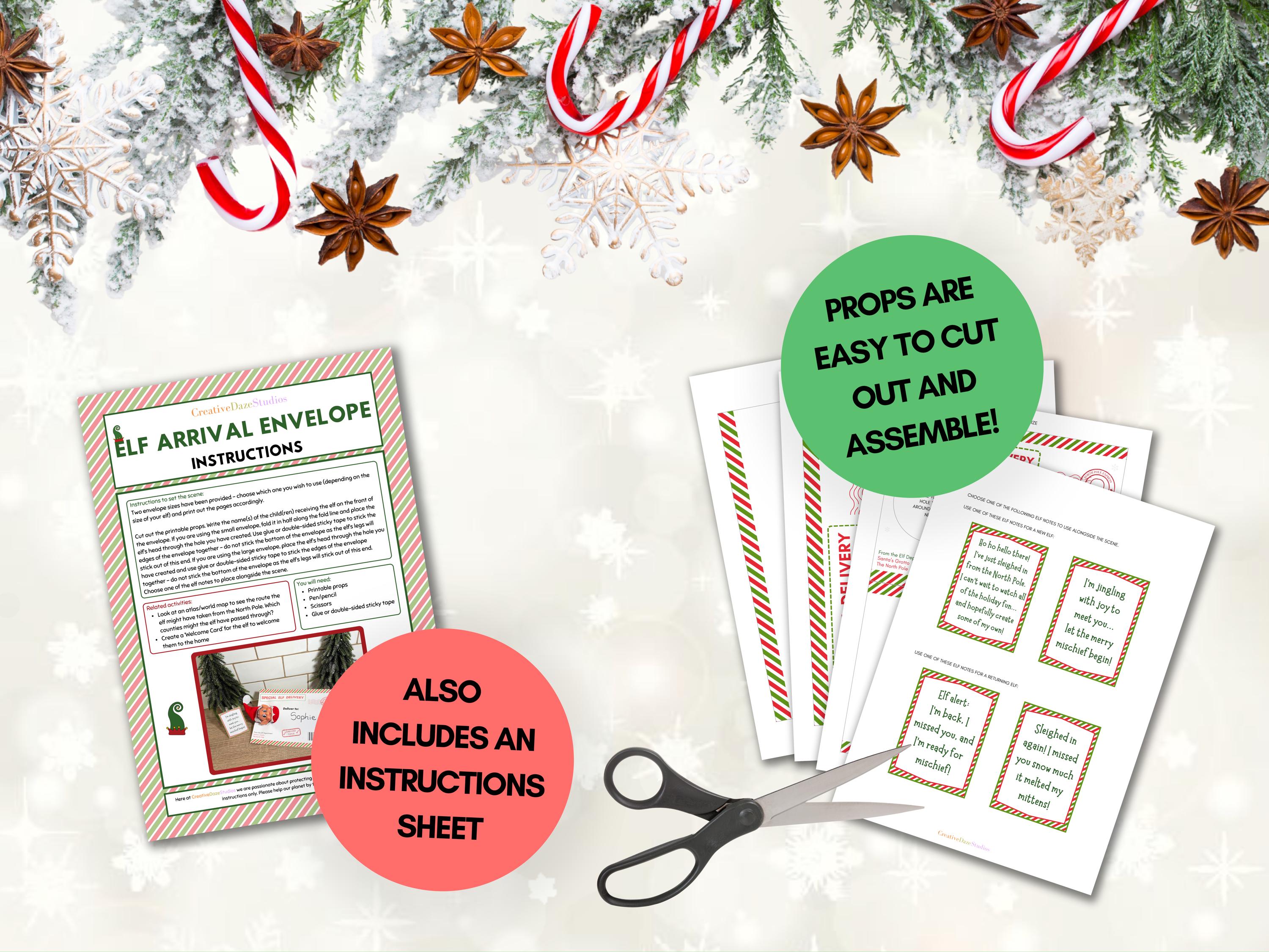 Printable Christmas Elf Arrival Envelope Props: A4 Size and US Letter ...