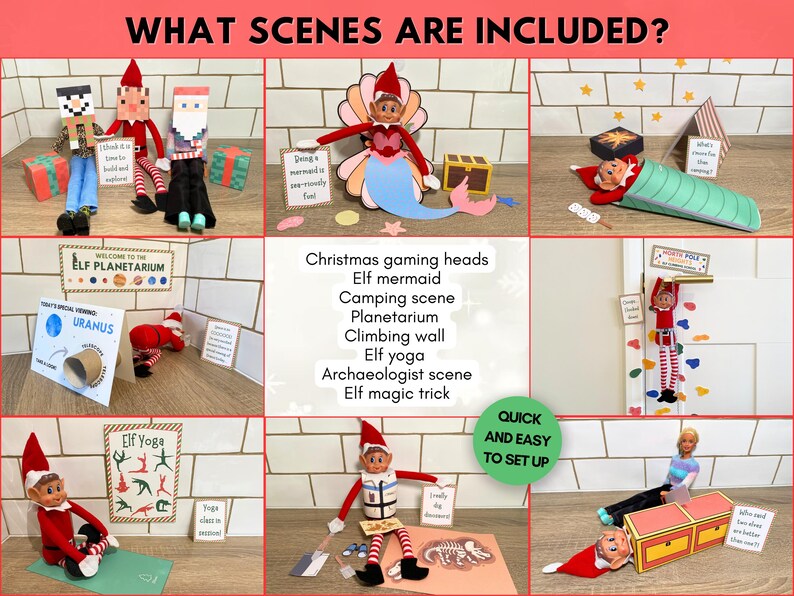 Printable Elf Kit 24 Days Bundle, 24 Christmas Elf Scenes, Downloadable ...