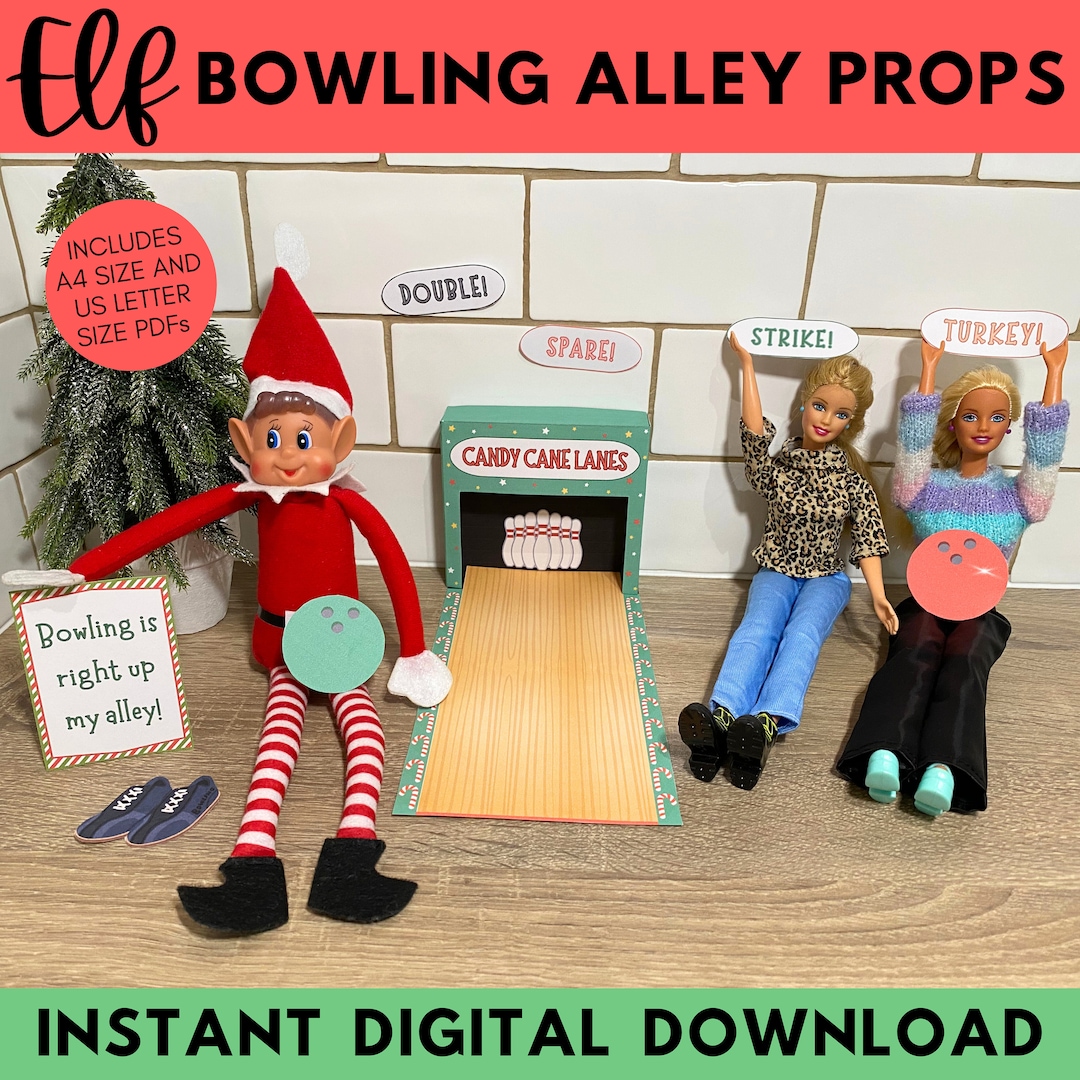 Printable Elf Bowling Alley Props, Christmas Elf Ten Pin Bowling, Elf ...