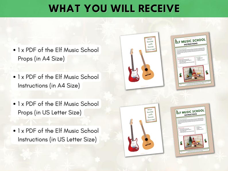 Printable Elf Music School Props, Elf Guitar and Keyboard, Christmas ...