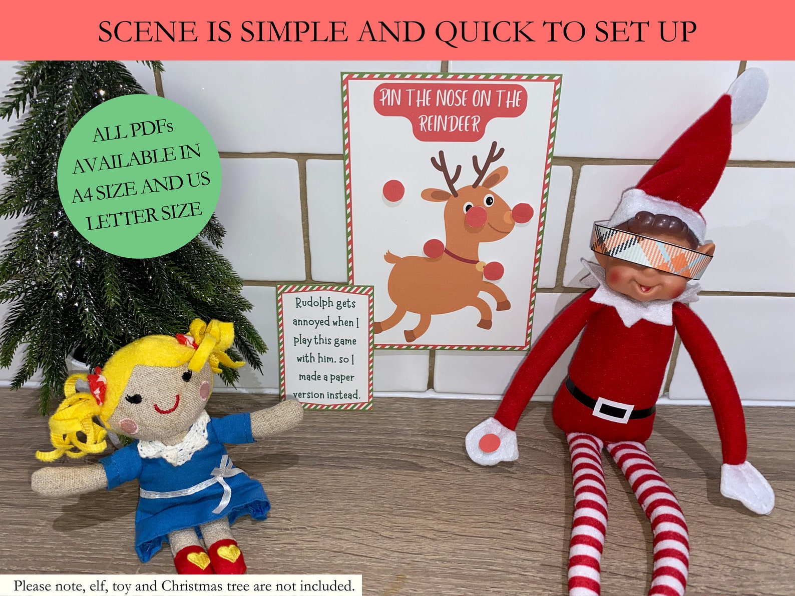 Printable Elf Pin the Nose on the Reindeer Game Props - Etsy