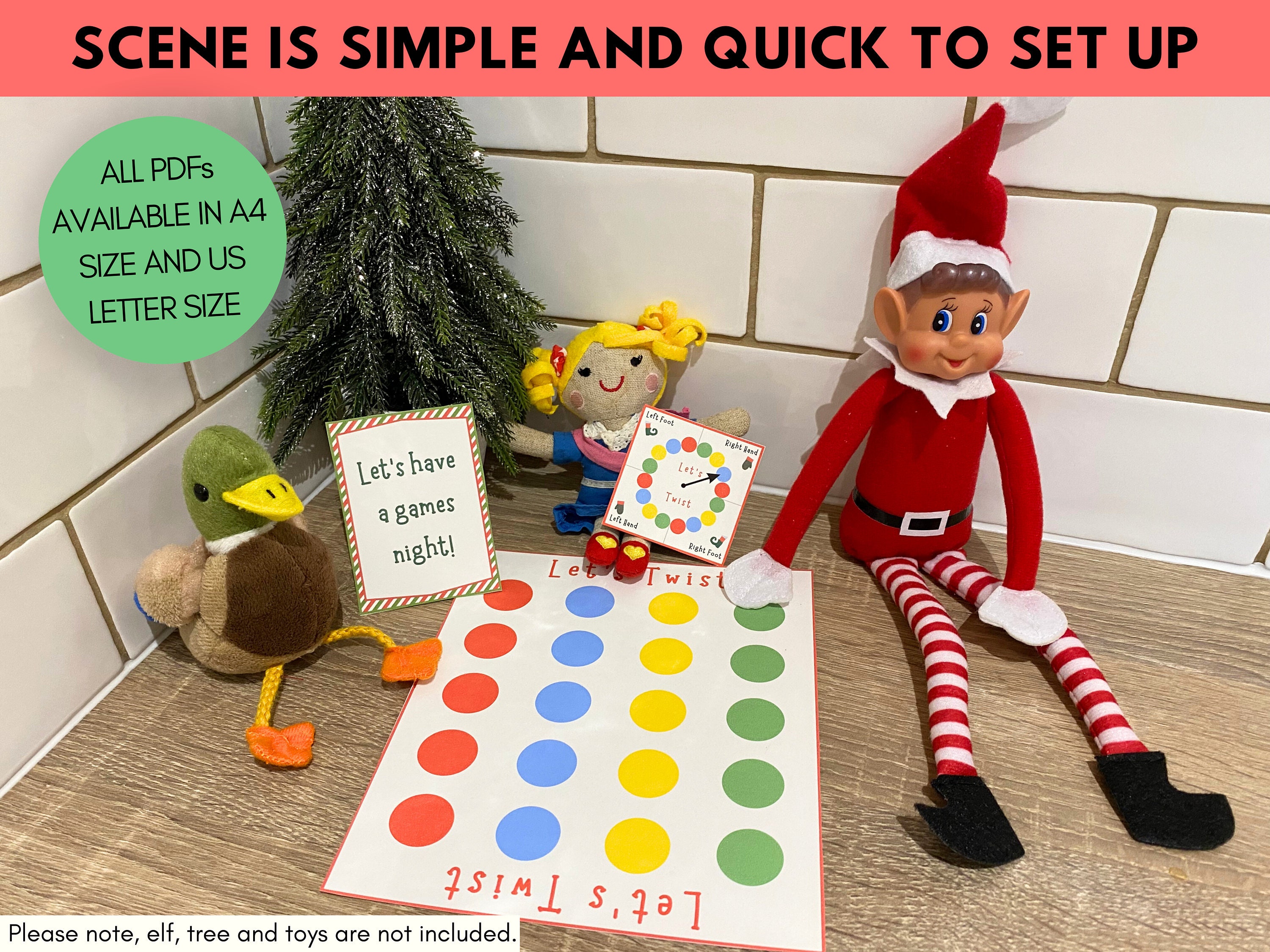 Printable Elf Games Night Props, Christmas Elf Twister Printable Game ...
