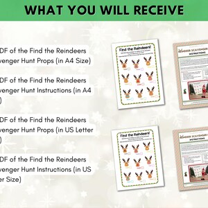 Printable Find the Reindeer Christmas Scavenger Hunt for Kids: A4 Size ...