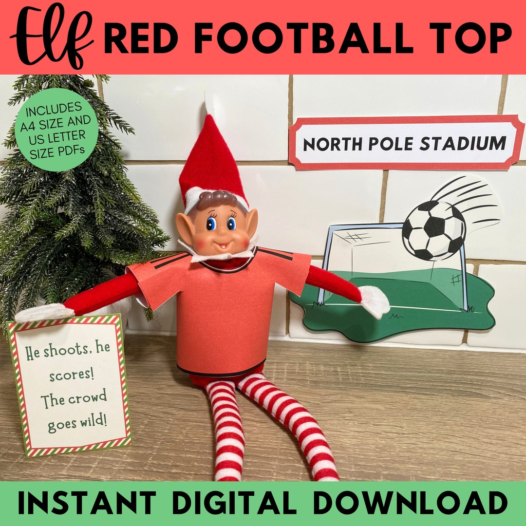 Printable Elf Red With Black Trim Football Top Prop, Christmas Elf ...